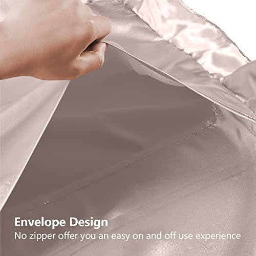STONECREST Ruffle Satin Pillow Sham for Hair and Skin, Soft Silky Satin Pillow Cover with Envelop Closure Pillowcase Set of 2(20" x 30")(Petal Pink, Queen)