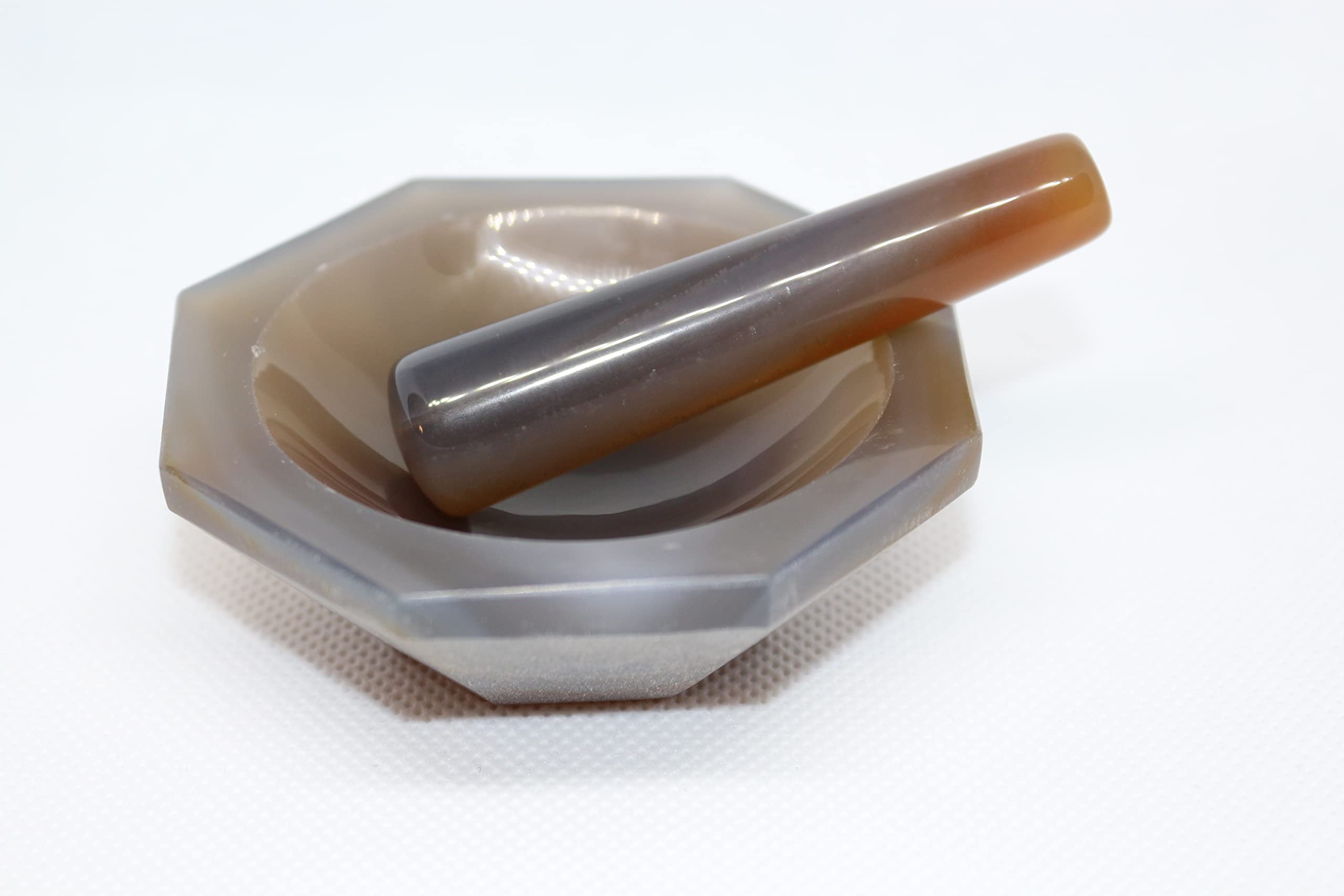 LAB4US Agate Mortar and Pestles Set ID 100mm Natural Agate Grinder for Lab Grinding Polished Brazilian Agate Internal Diameter 100mm, External Diameter 120mm; Depth 30mm; Hardness 7-7.2 (100mm)