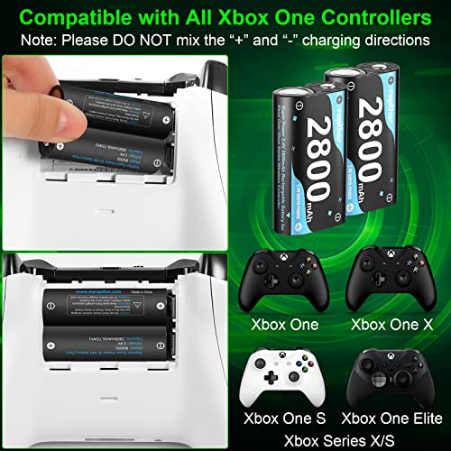 Rapthor 4X 2800mAh Rechargeable Controller Battery Pack for Xbox One/Series with Fast Charger Station Compatible with Xbox One/One X/S/Elite/Series X/S Accessories (4 Battery Packs +1 Charger