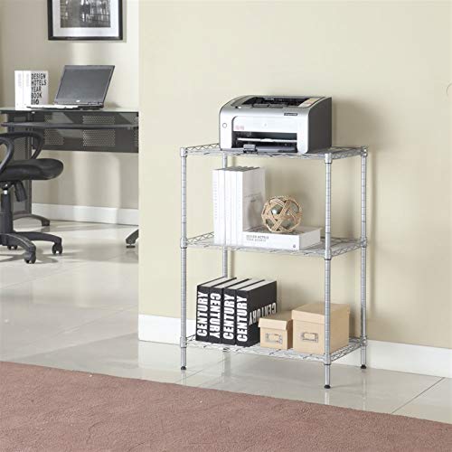 MengK Concise 3 Layers Carbon Steel & PP Storage Rack Silver