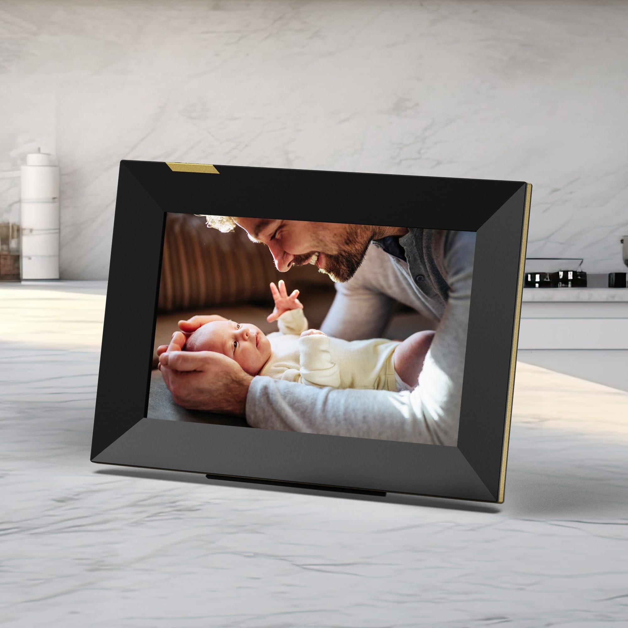 Nixplay 8 inch Touch Screen Digital Picture Frame with WiFi (W08K), Black-Gold, Share Photos and Videos Instantly via Email or App