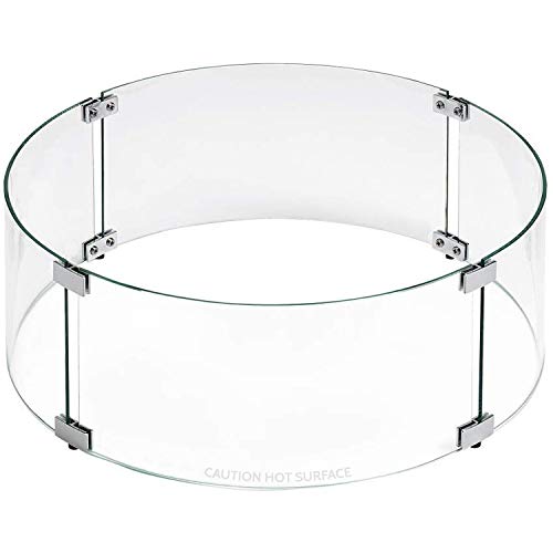 Midwest Hearth Fire Pit Wind Guard Glass Shield (Round, 28 Inch)