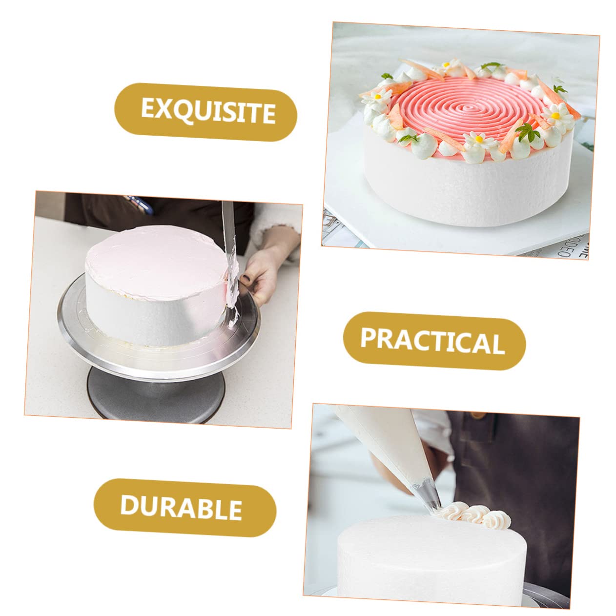 EXCEART 10 Pcs Foam Disc Foam Cake Circles Cake Practice Model Foam Cake Dummy Cake Shape Foams Cake Tray Trays Decorative Foams Cake Plate Child Craft Supplies Unique Foam White