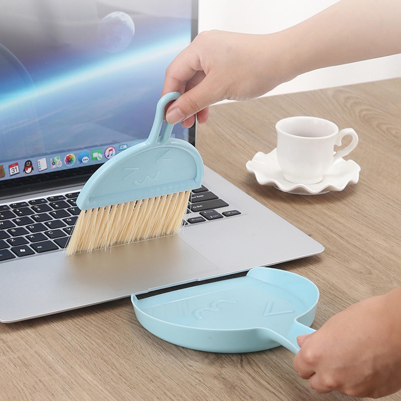 Pink Multi-Purpose Mini Broom and Dustpan Set with Garbage Shovel for Table Desktop Cleaning