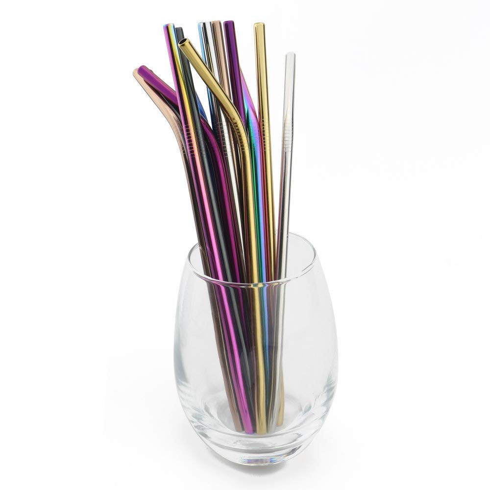 JANKNG 3 Pieces 304 Stainless Steel Metal Straws Set, 8.5 Inch Extra Wide Milkshake Bubble Reusable Drinking Straws For 20oz Tumblers Yeti Rumblers Cold Beverage, Pink