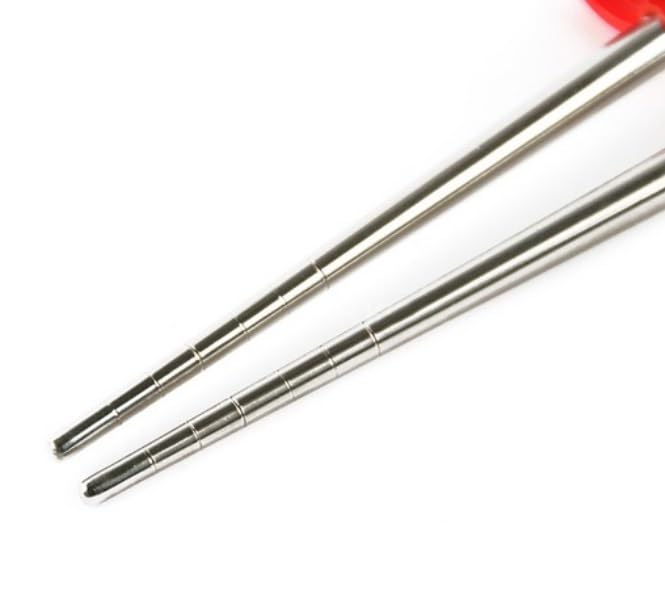 Lilfant Super Hero Spider Stainless Steel Training Chopsticks, Finger Ring Can Be Moved for Right or Left Handed, Made in Korea (A), 6.7in