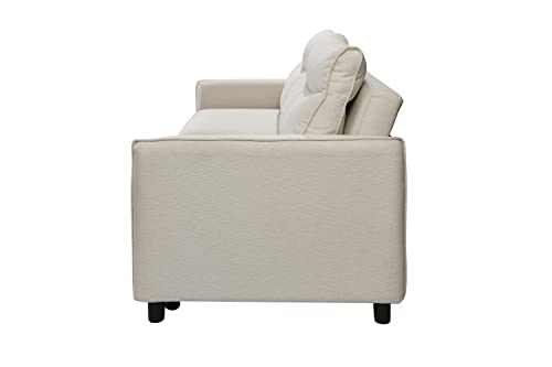 ERYE 74.5" W Futon Loveseat W/Pull Couch Bed and 2 Pillows,3 in 1 Reclining Backrest Love Seat Convertible Queen Size Sleeper & Sofabed for Home Apartment Office Living Room, Beige