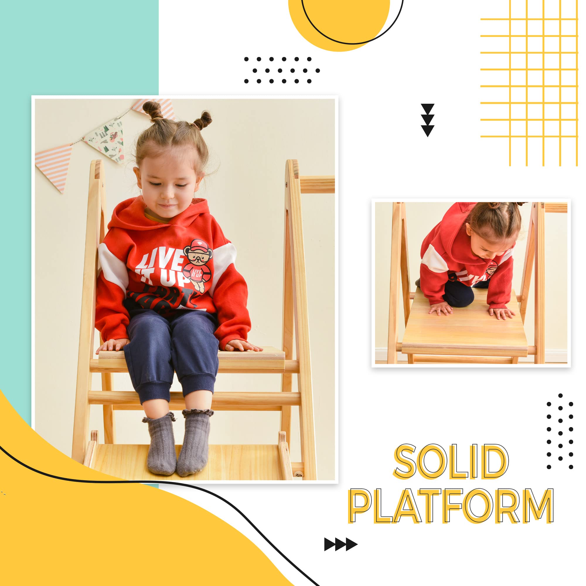 Merax 7-in-1 Swedish Ladder, Multifunctional Wall Bar for Kids, Indoor Climbing, Slide, Swing, for Toddlers 3+