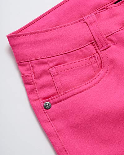 Real Love Girls' Shorts - Super Stretch Twill Bermuda Shorts (2 Pack), Size 14, White/Hot Pink