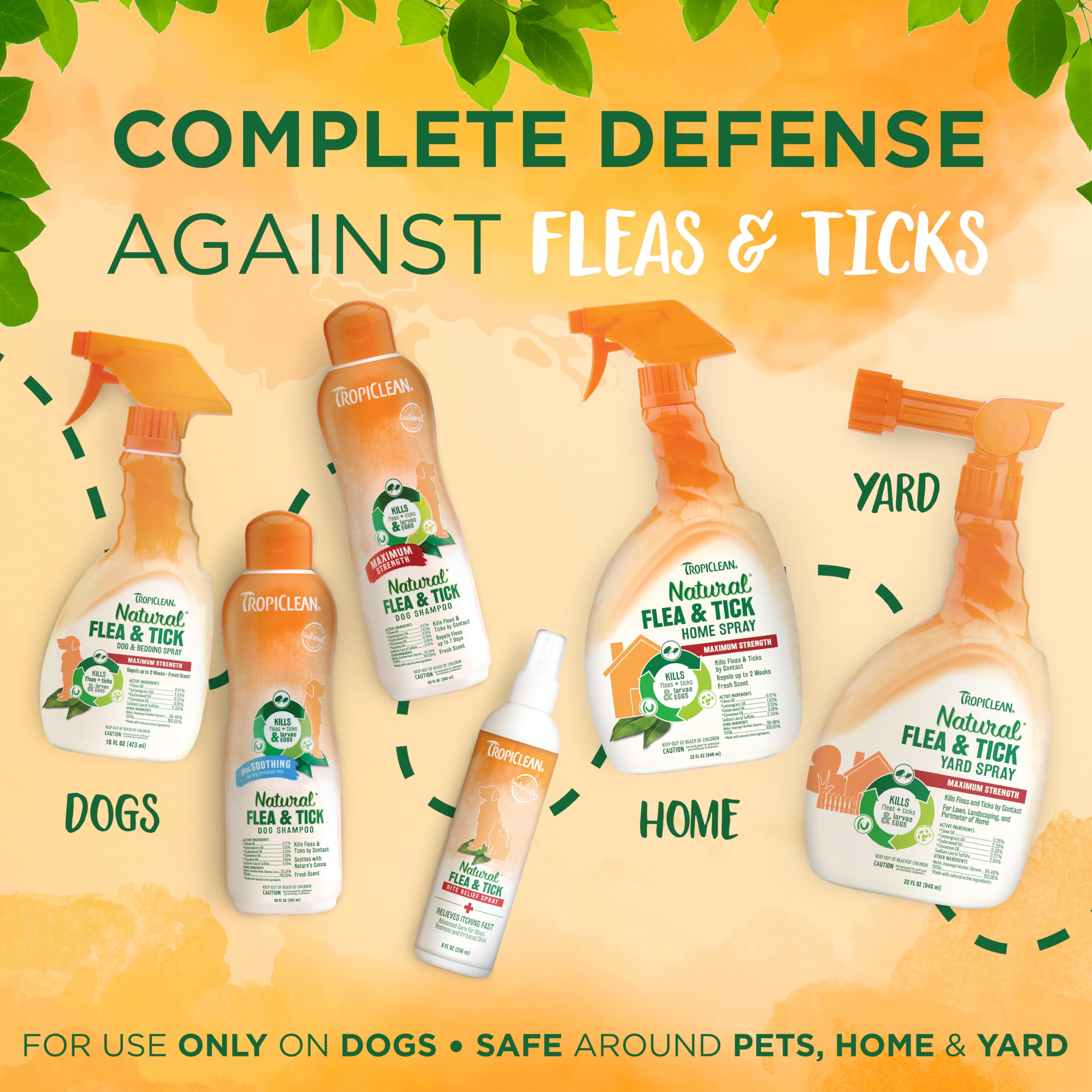 Natural Flea & Tick Max Strength Shampoo & Bedding Spray Bundle | Flea & Tick Prevention | Dog Shampoo | Flea & Tick Treatment Protects & Repels | Made in USA