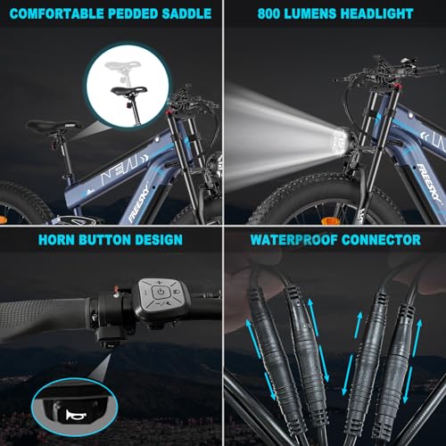 FREESKY 2024 Upgraded ๐๐ฎ๐๐ฅ ๐๐๐ญ๐ญ๐๐ซ๐ฒ 48V ๐ฏ๐ฑ๐๐ ๐๐๐๐๐ Motor 155 Miles Long Range Electric Bike for Adults ๐๐ดMPH+ 26" Fat Tire Full Suspension EBike with Dual Hydraulic Brakes