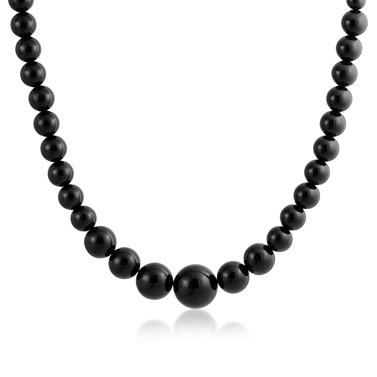 Elegant Simple Graduated Round Bead Ball Basic Strand Necklace Western Jewelry For Women Silver Plated Clasp 16-18 Inches