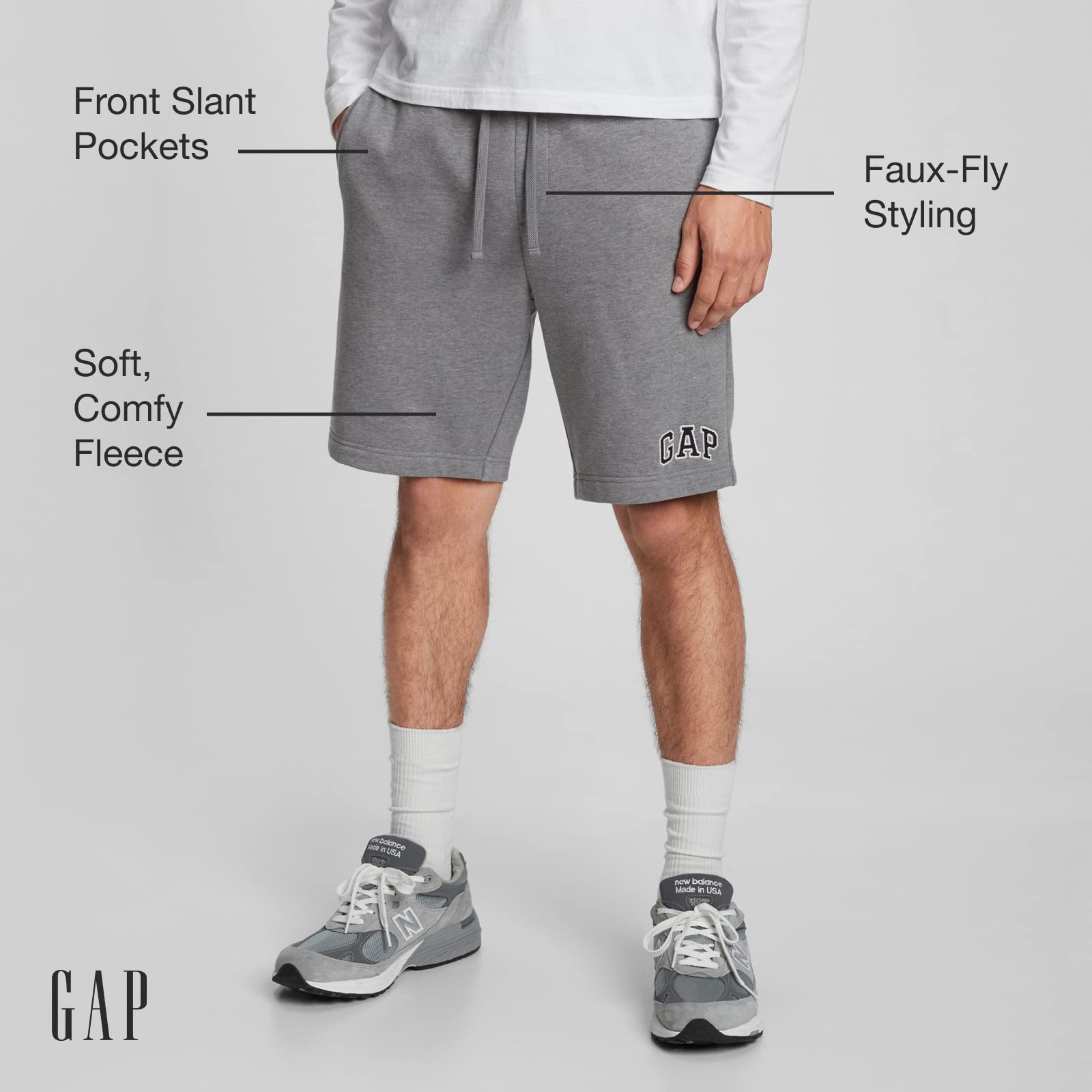 GAP Mens Logo Fleece Shorts Hooded Sweatshirt, True Black, XX-Large US
