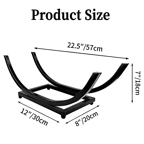 JUNSHUO Curved Firewood Rack (23-Inch/Black) Heavy Duty Small Firewood Holder for Fireplace,Indoor/Outdoor Log Rack Wood Holder