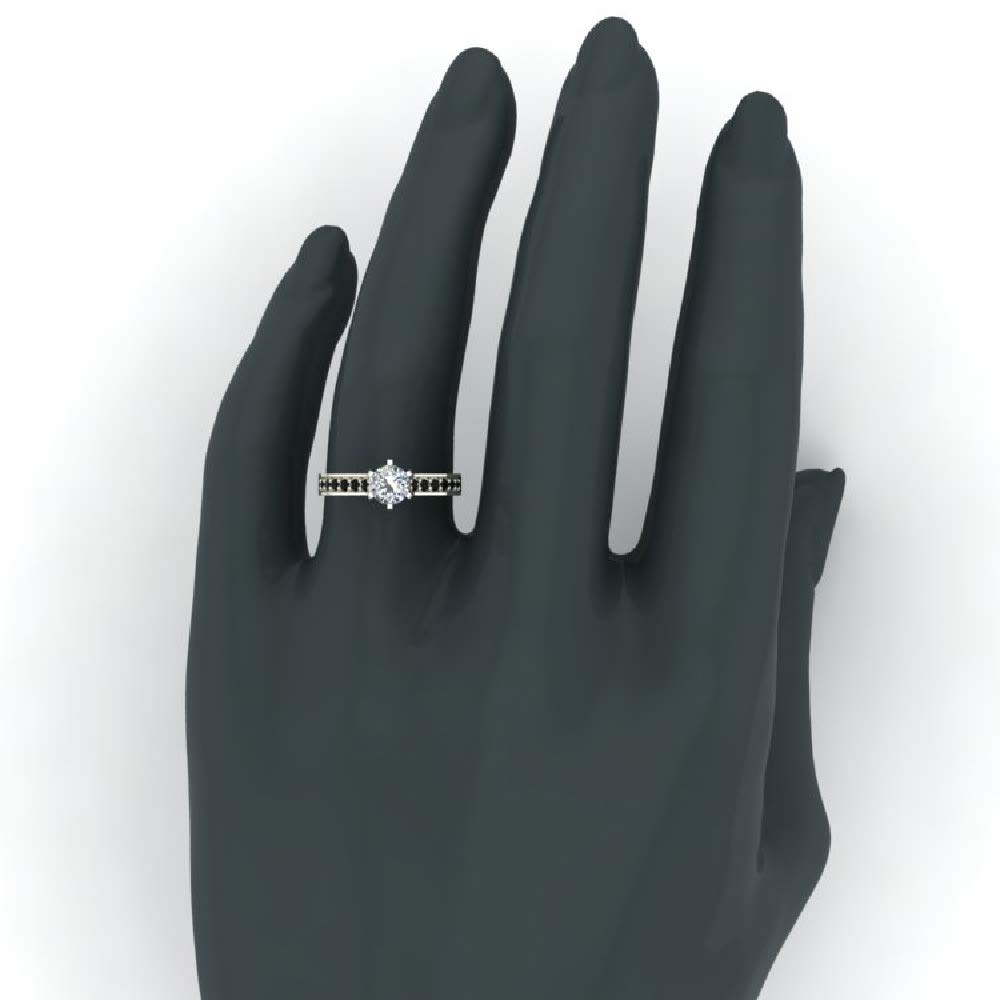 Diamond Engagement rings Round Brilliant Black Diamond rings Gift ring box Authenticity cards 3/4 carat t.w. (I, I1) (RS 7)