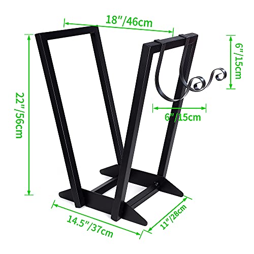 JUNSHUO Firewood Rack Indoor (22Inch/V-Shape) Outdoor Fireplace Firewood Holder with Side Kindling Rack,Assemblable Log Rack Wood Holder