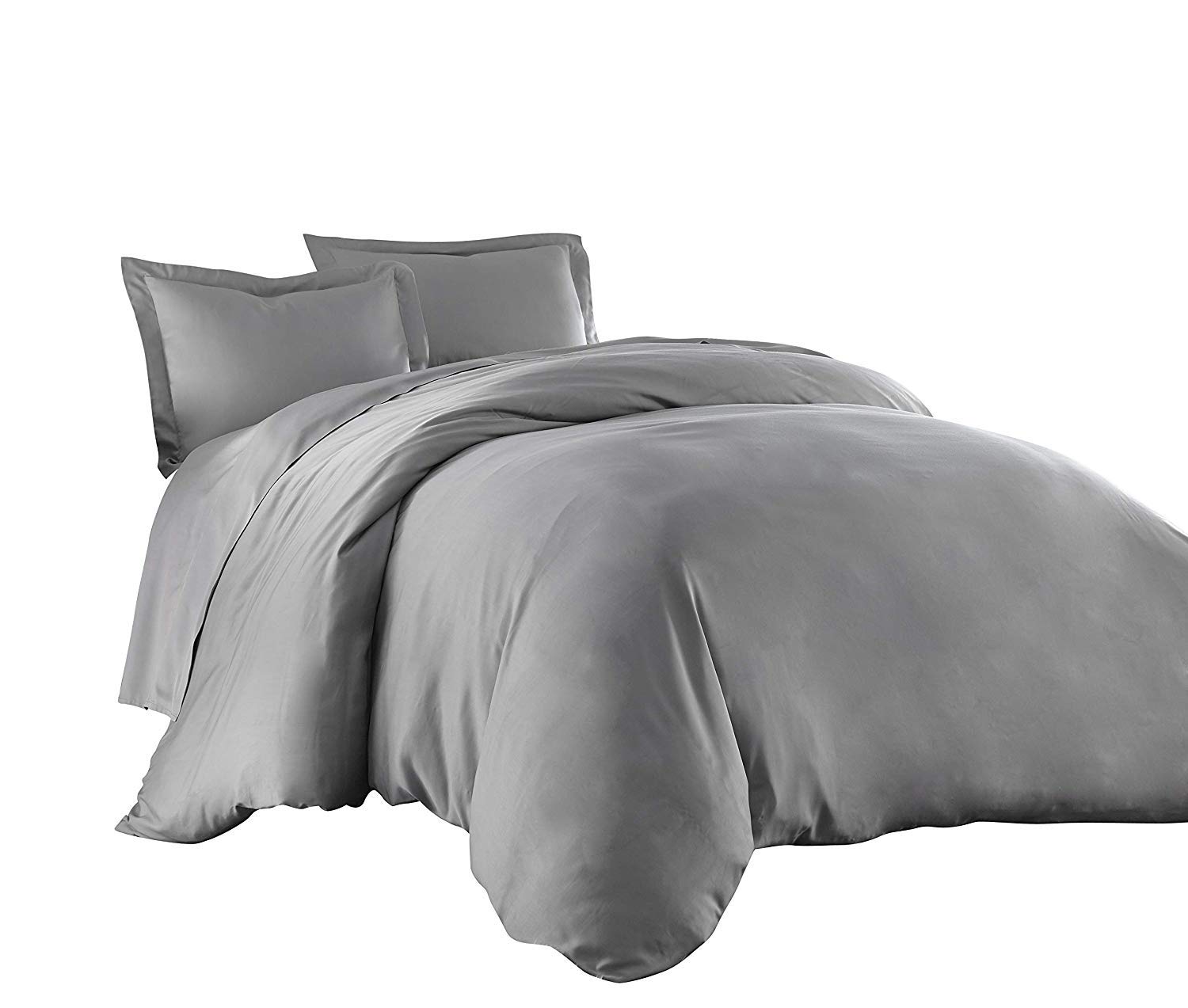 Sterling Creek 3-Piece 100% Viscose Derived from Bamboo Duvet Cover Set Oversized King, Light Gray - Silky Smooth Buttery Soft Cooling Duvet Cover for All Season