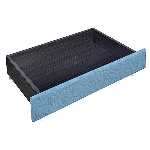 Queen Platform Bed with Headboard,Upholstered Linen Wood Bed Frame with Two Storage Drawers for Kids Girls Boys Teens Adults, No Box Spring Needed(Blue)