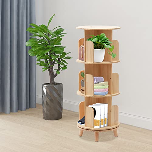 OCASAMI 3 Tier Rotating Bookshelf 360 Display Floor Standing Shelves Bookshelf Book Storage for Kids&Adults, Wood Bookshelf Organizer, Cornerbookshelf, Space Saving(40"x18"x18")