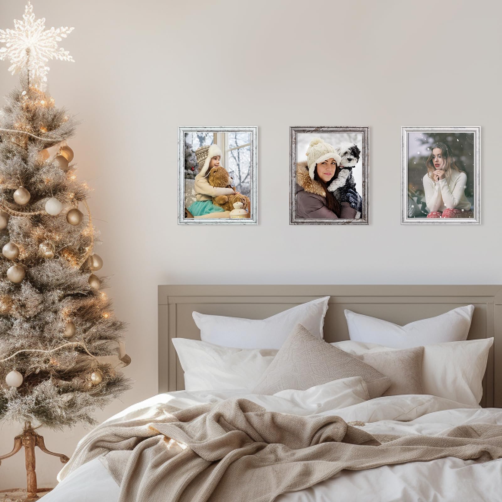 ELSKER&HOME 11 x 14 Picture Frame Set of 3, Rustic Farmhouse Distressed Retro Style Photo Frame for Wall Mounting and Tabletop,Wooden Frame for Gifts