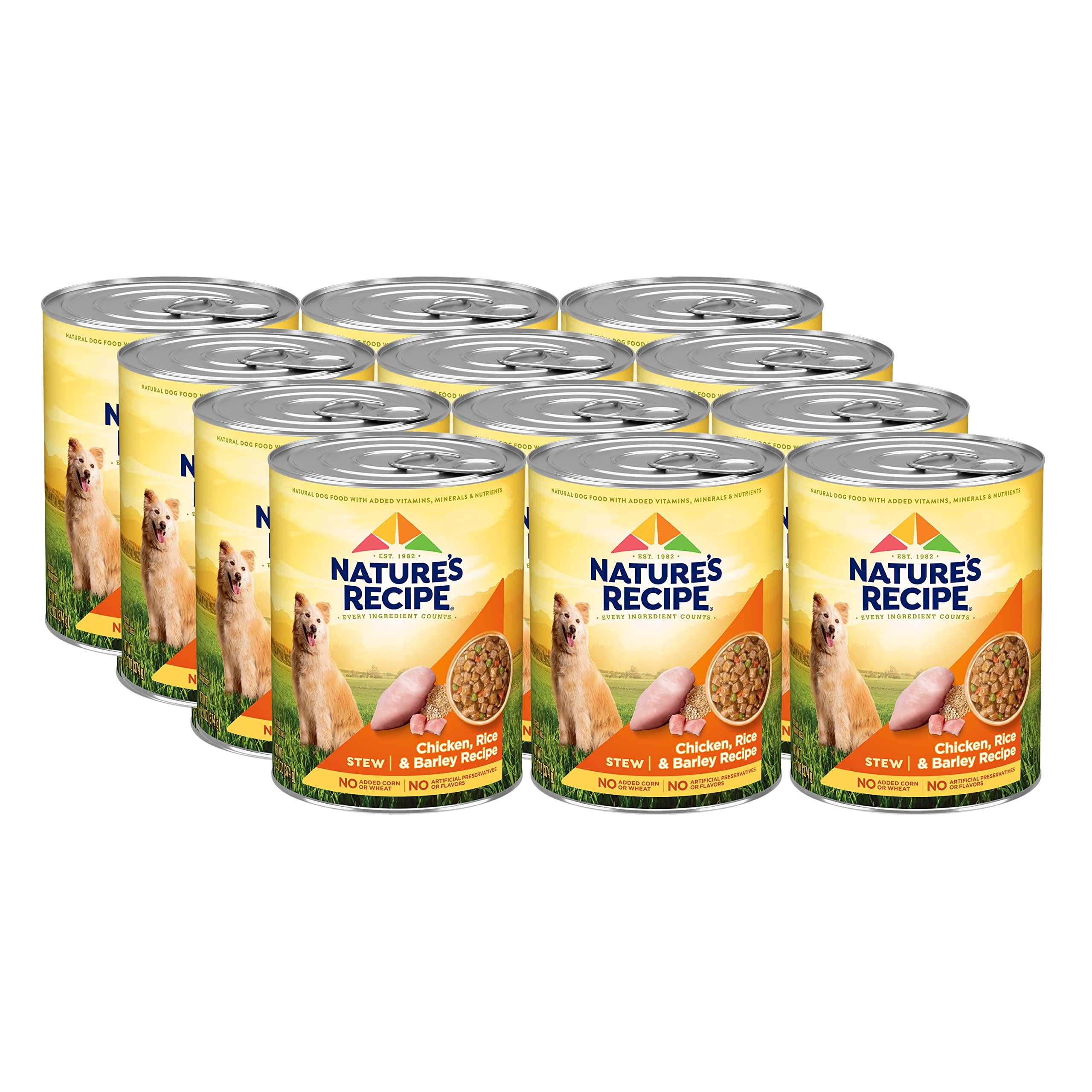 Natureās Recipe Stew Chicken, Rice & Barley Recipe Wet Dog Food, 13.2 oz. Can, 12 Count