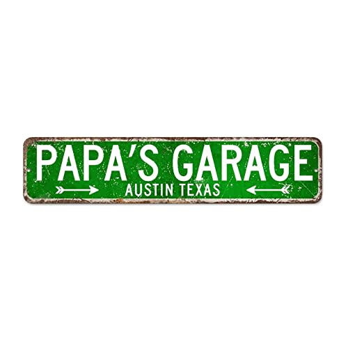 Plastic Sign Papa's Garage Vintage Signs Retro Acrylic Signs wall or door Sign Funny Home Sign Exit Sign Kitchen Garden Wall Front Door Coffee Decor 3x10 Inches