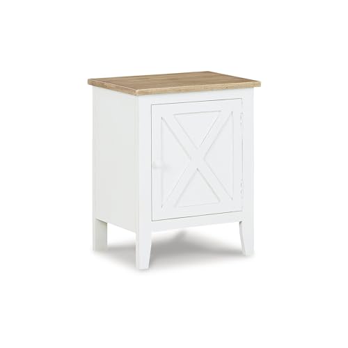 Signature Design by Ashley Gylesburg Farmhouse Accent Cabinet, End Table or Nightstand, 25" Tall, White