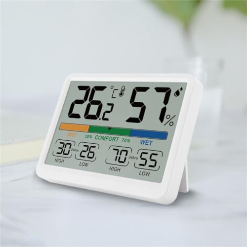 LNYHLXS Digital Temperature Aand Humidity Meter Indoor Household Magnetic Suction with Clock Refrigerator