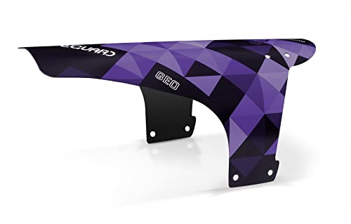 RideGuard PF1 - Front MTB Mudguard Mountain Bike Fender. Fits 24”, 26”, 27.5”, 29”, Plus Size and Fat Bikes. UK Made 100% Recycled Plastic Waste 100% Recyclable. (Geo Purple)