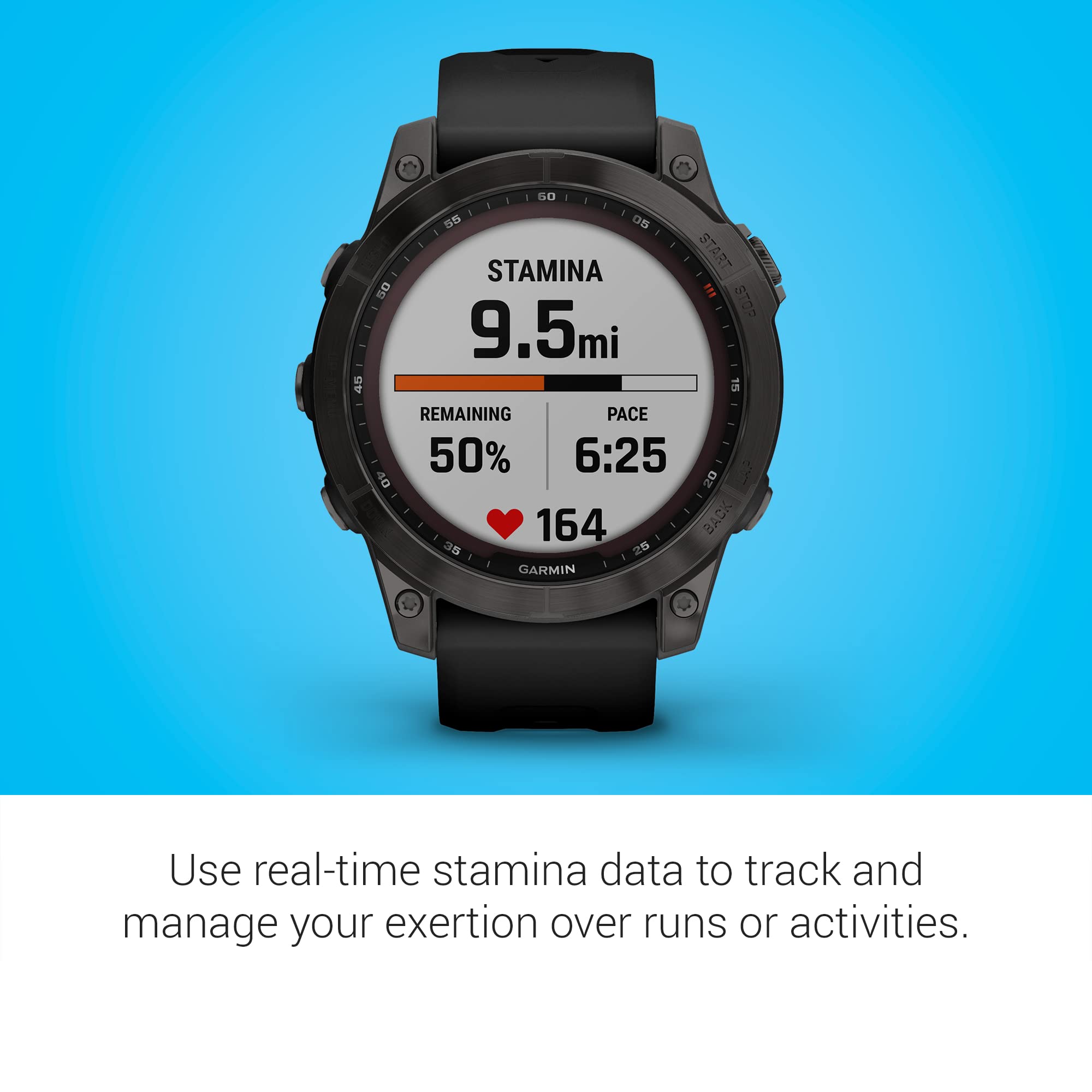 Garmin fenix 7 Sapphire Solar, adventure smartwatch, with Solar Charging Capabilities, rugged outdoor watch with GPS, touchscreen, wellness features, carbon gray DLC titanium with black band