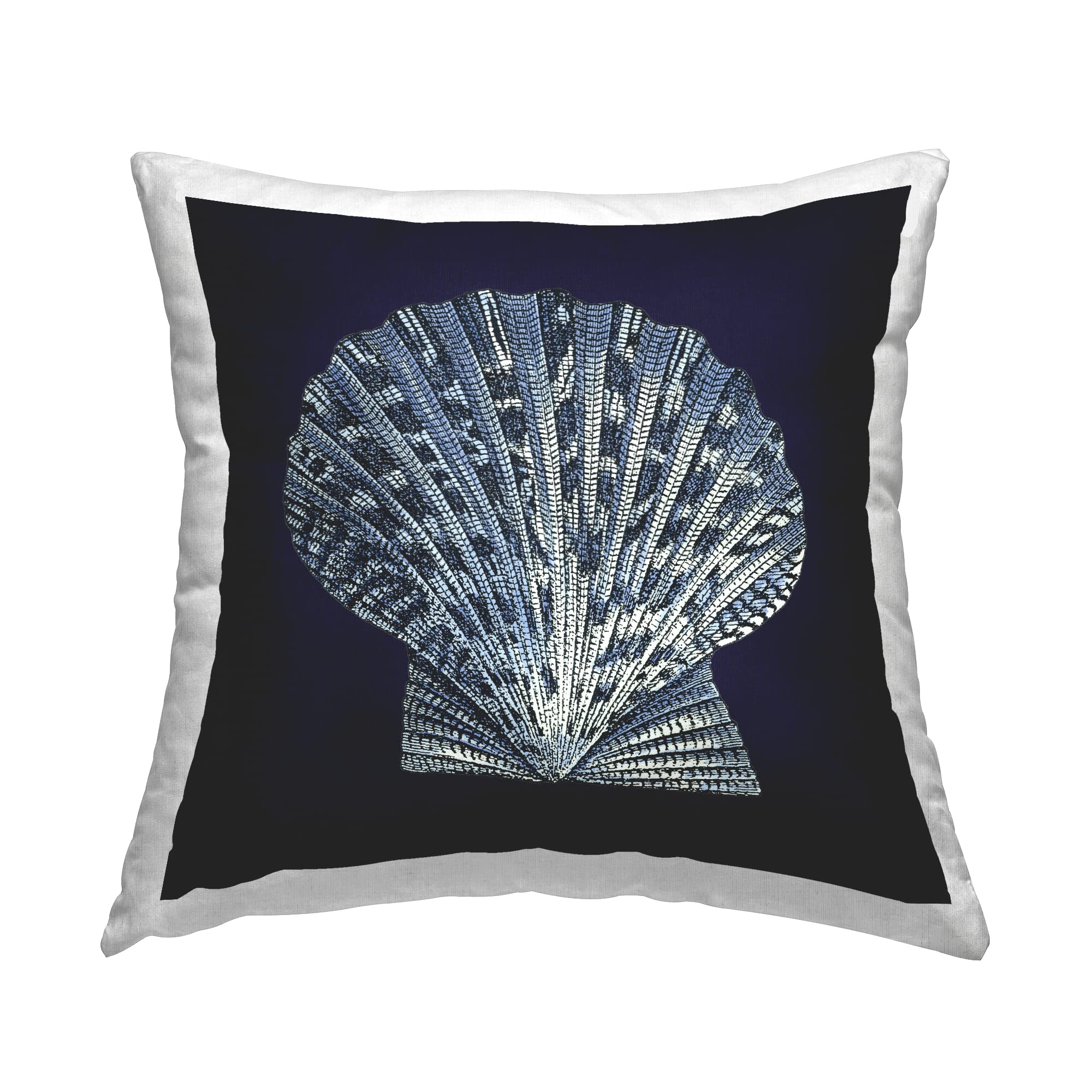 Stupell Industries Distressed Navy and White Scallop Shell Design by Vision Studio Pillow, 18 x 18, Blue
