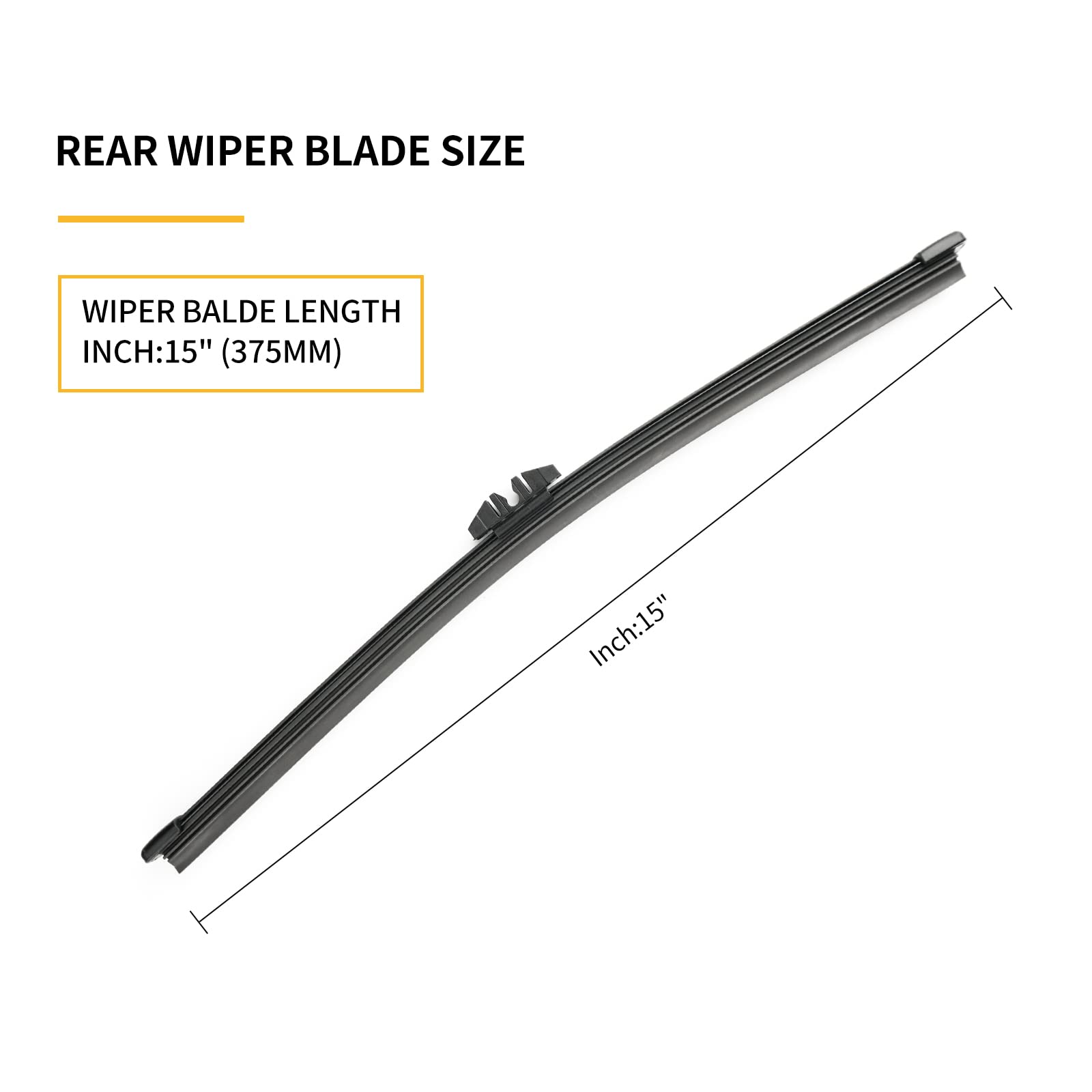 GAYCICC Replacement for Ford EDGE 2015-2018,15 Inch Rear Windshield Wiper Blade-All Season Natural Rubber Cleaning Window