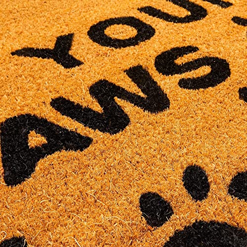 Juvale Nonslip Coco Coir Mat for Entrance, Wipe Your Paws Doormat for Front Door Entry, Dog Lovers (17 x 30 in)