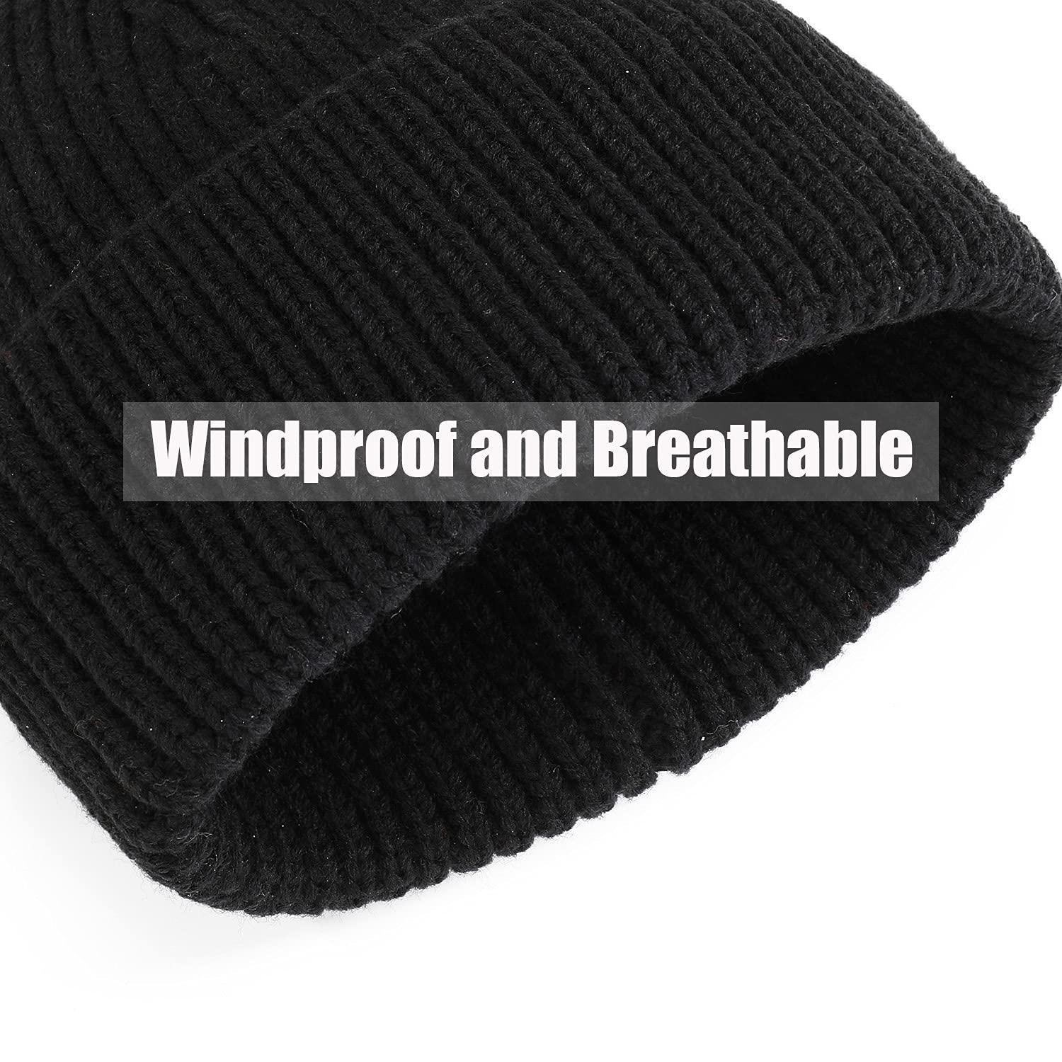 Feximzl Good Threads Beanie Hat Warm Knit Hat Thick Knit Skull Cap for Men Women (Black)