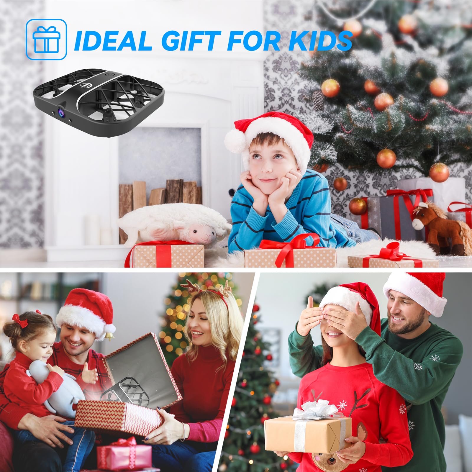 Eluhito Drones with Camera for Kids Adults, Wifi, Headless Mode, 3D Flips, Gravity Control