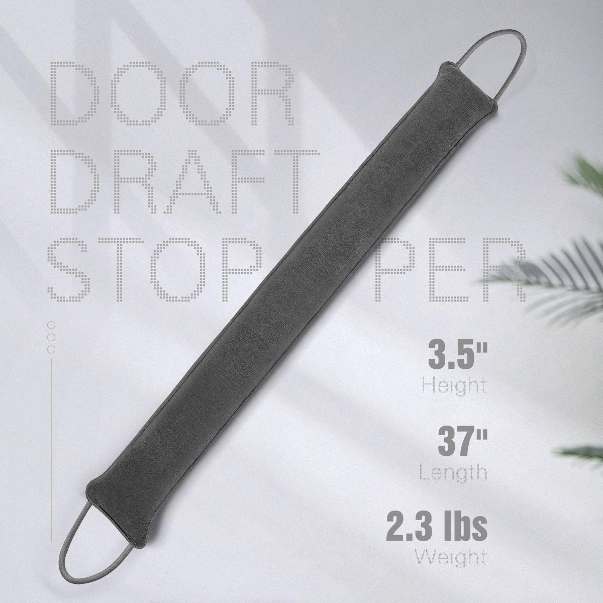 Tuffen Door Draft Stopper 37β, Weighted Under Door Noise Air Blocker, Heavy Duty Sound Proof Draft Guard Door Gap Blocker with Hook Tape for Doors and Windows, 2.3lbs (Grey)