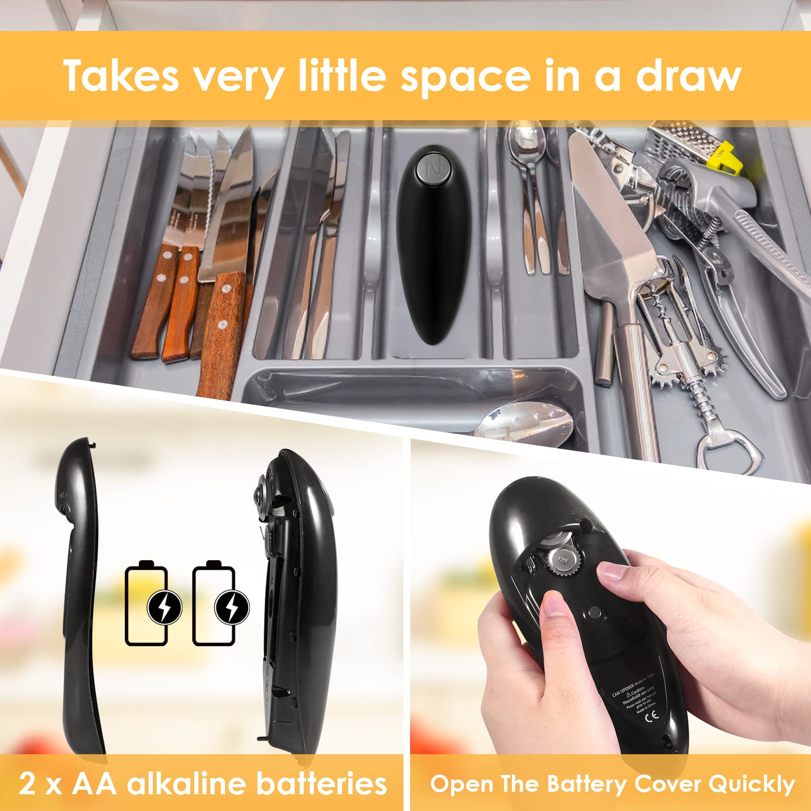 FlyBanboo Electric Can Opener, Can Opener Smooth Edge,Stainless Steel a Simple Push Automatic Electric Can,Best Kitchen Gadget for Arthritis