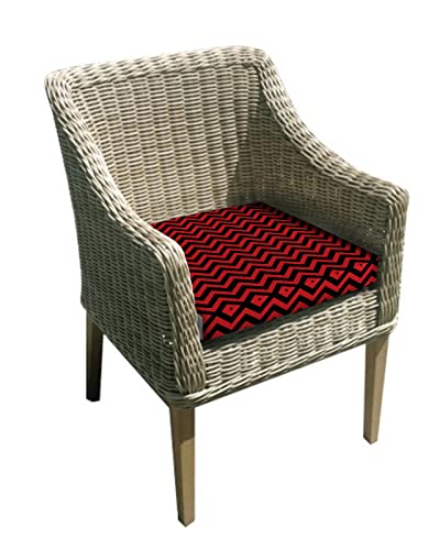 Porch Outdoor Chair Seat Cushion Covers Set Simple Ripple Waterproof Chair Pad Cover Black Red Chevron Stripe Slipcovers 4 Pack 20" x 18" x 4"