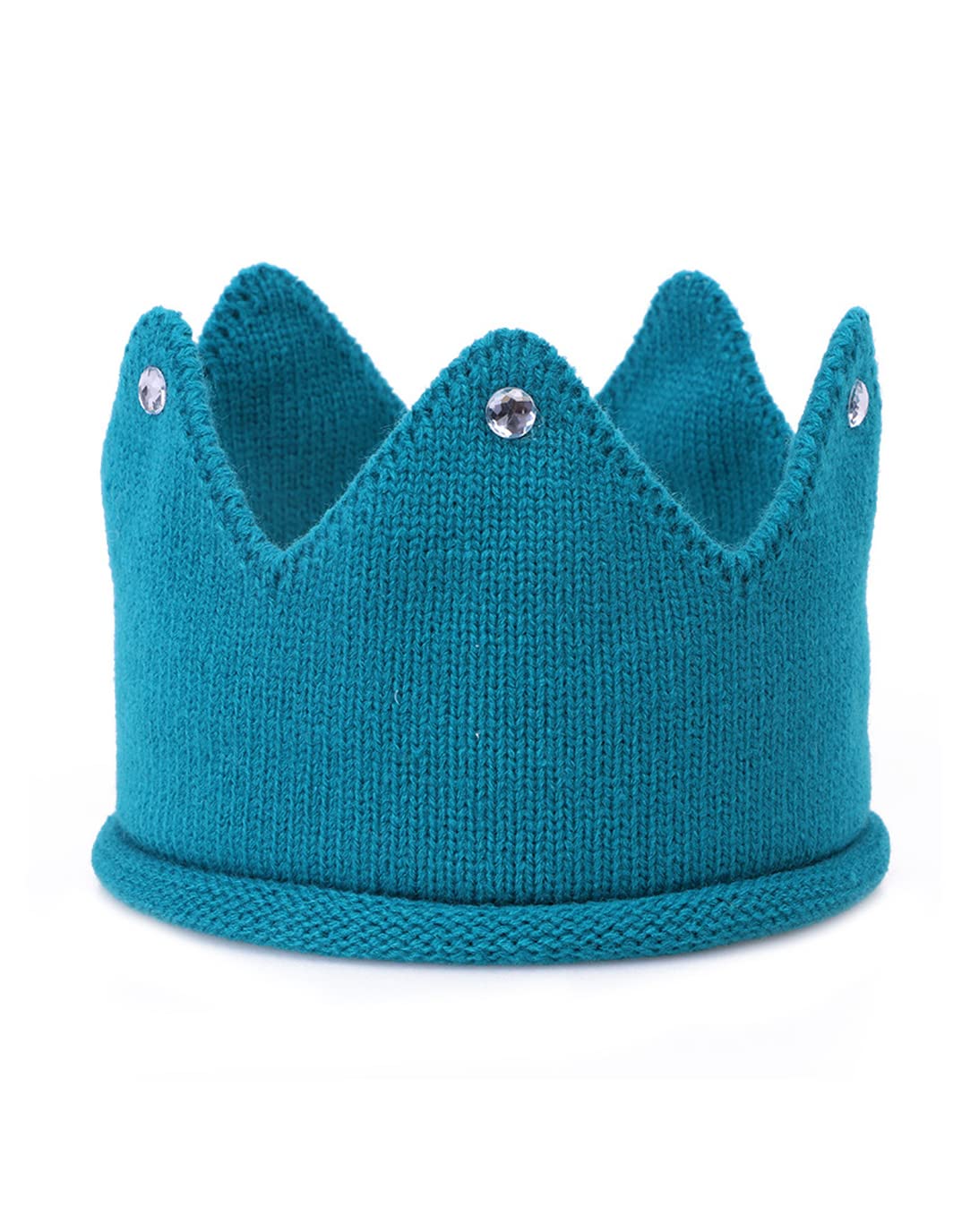 JustMyDress Baby Crown Knitted Crochet Hats Crown Shape Bonnet Cap Infant Headwear Hats JB61 (Teal)