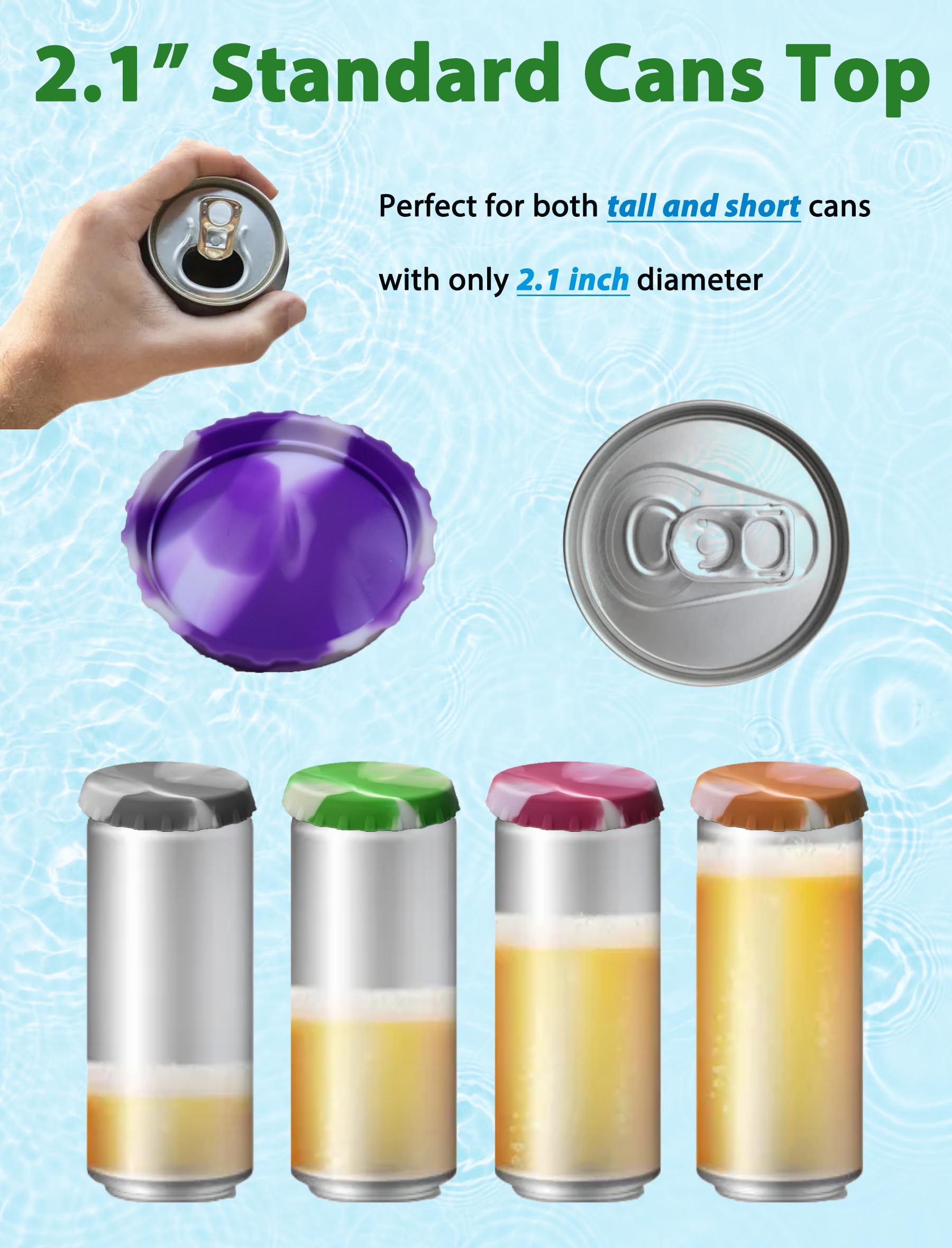 Soda Can Covers Lids, 6 Pack BPA-Free Can Cover for Soda Lid, Reusable Pop Can Lid Beer Can Covers, Silicone Soda Can Lids for Carbonated Beer Juice Beverages Energy Drinks, Fits Standard Soda Cans