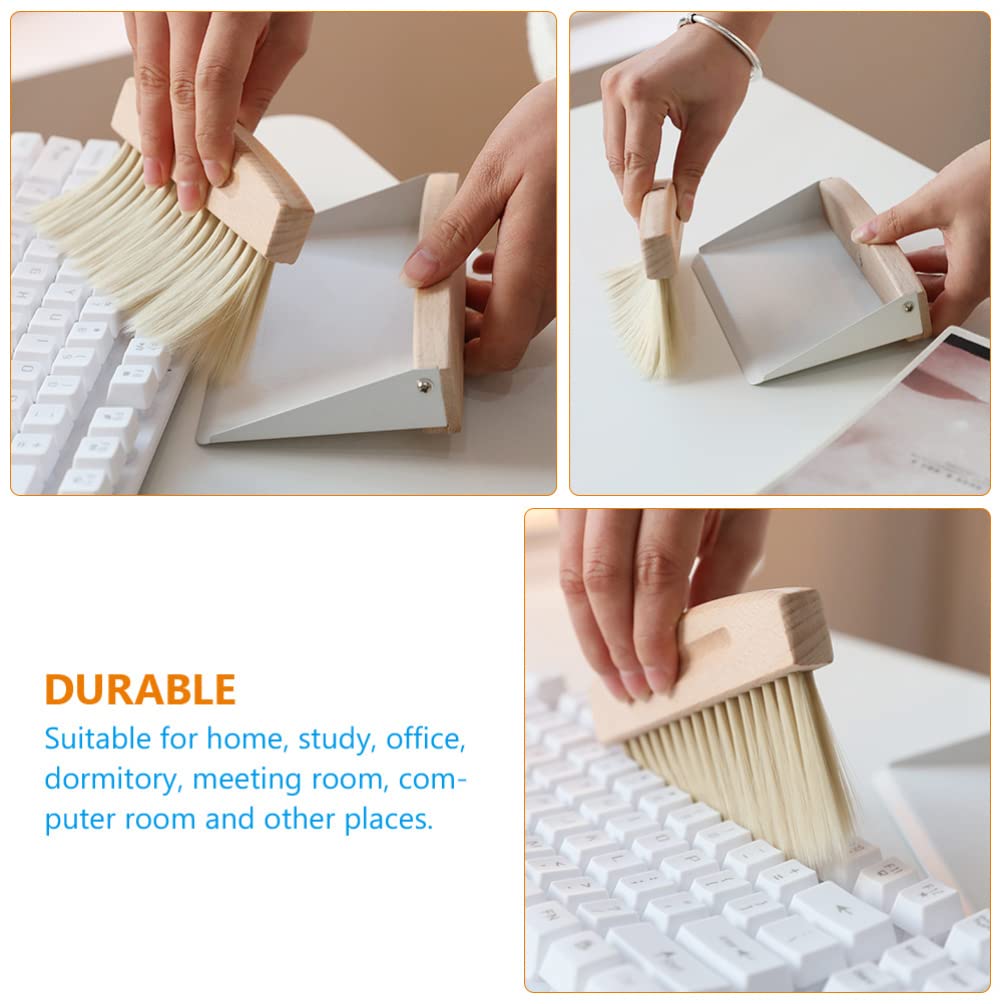 Hemoton 1 Set Small Broom Dustpan Brooms Pet Cage Broom Brush Dustpan Desk Top Dustpan Car Cleaning Tools Pets House Cleaning Brush Sofa Child Desktop White Iron Keyboard Brush