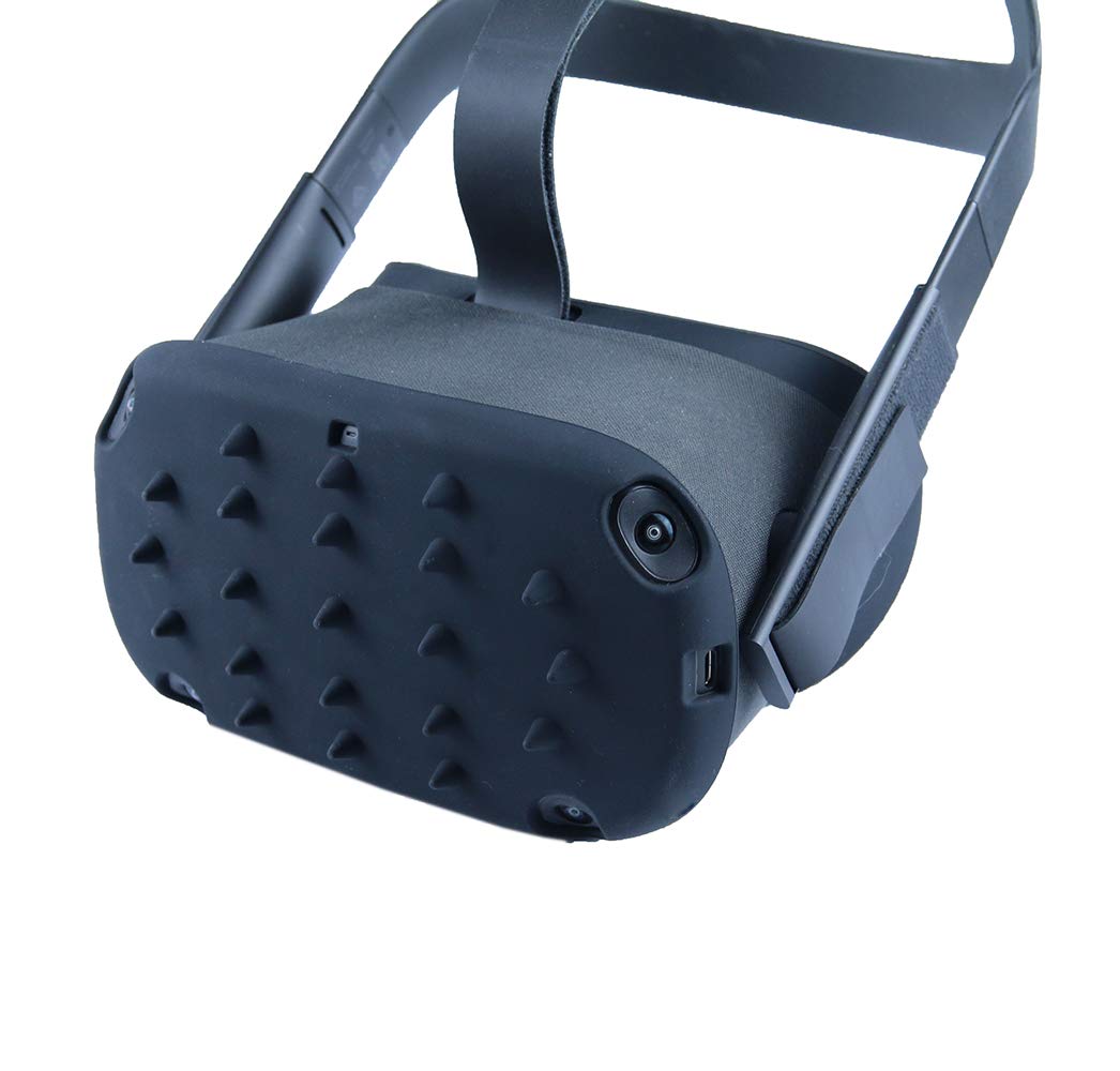 Esimen VR Protection Case for Oculus Quest (NO FIT Quest 2) Shell Cap Premium Silicone Protective Accessories Anti-Throw Sweatproof Lightproof (Cap+Mask, Black)
