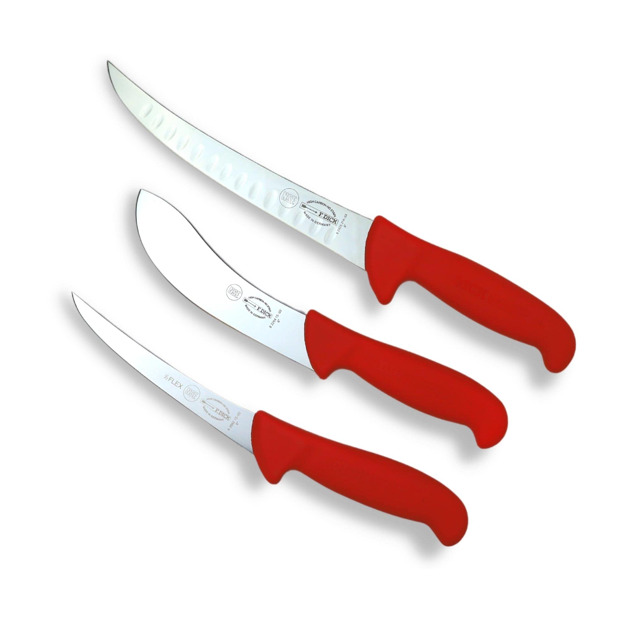 F. Dick Ergogrip Meat Processing Gift Set - 3 Piece Knife Set - German Made - Breaking Knife, Skinning Knife, And Boning Knife - Professional Grade Knives