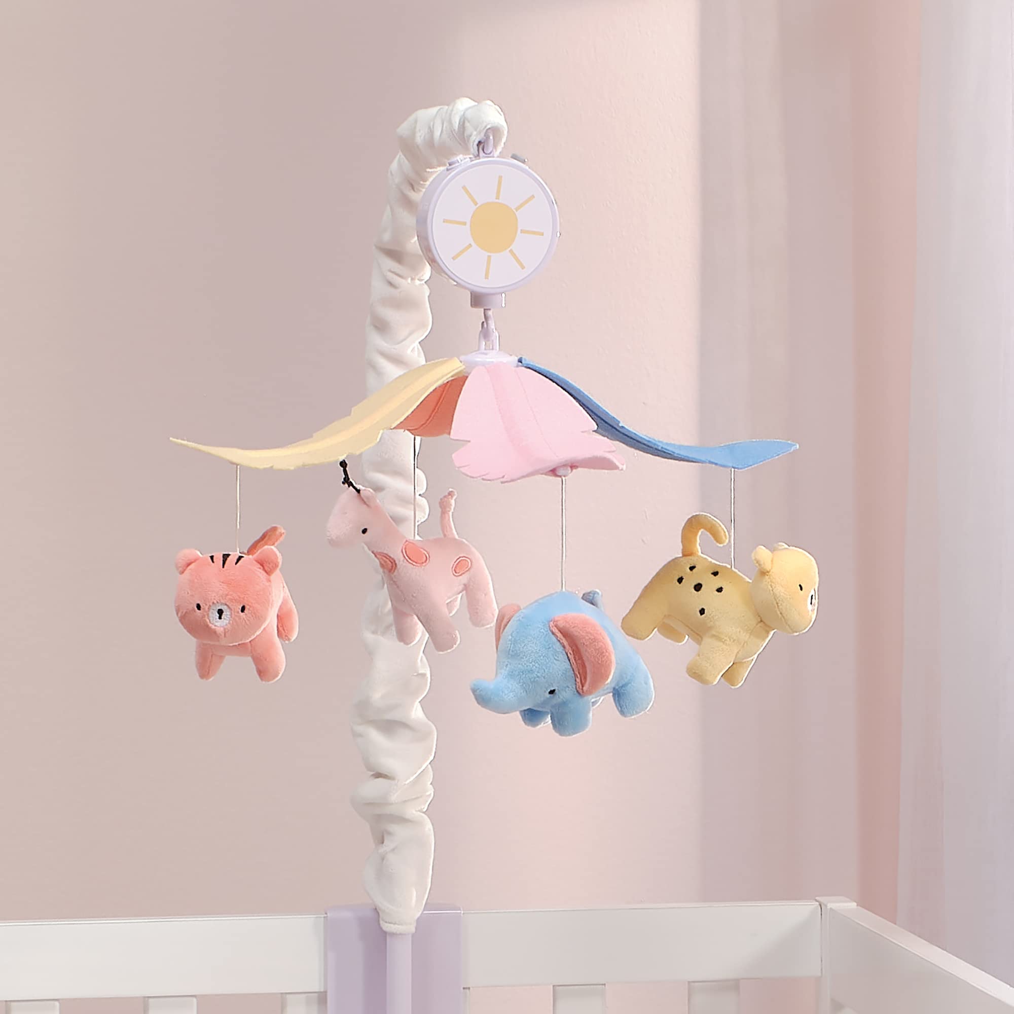 Lambs & Ivy Snuggle Jungle Pastel Safari Musical Baby Crib Mobile Soother Toy