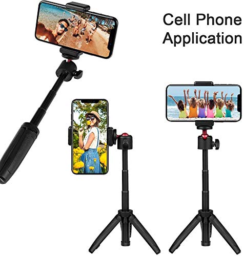 Extendable Mini Selfie Stick Tripod 2 in 1, Compatible with GoPro Max Hero AKASO Action Camera, Portable Handle Vlog Tripod for All Action Cameras and Smart Phone
