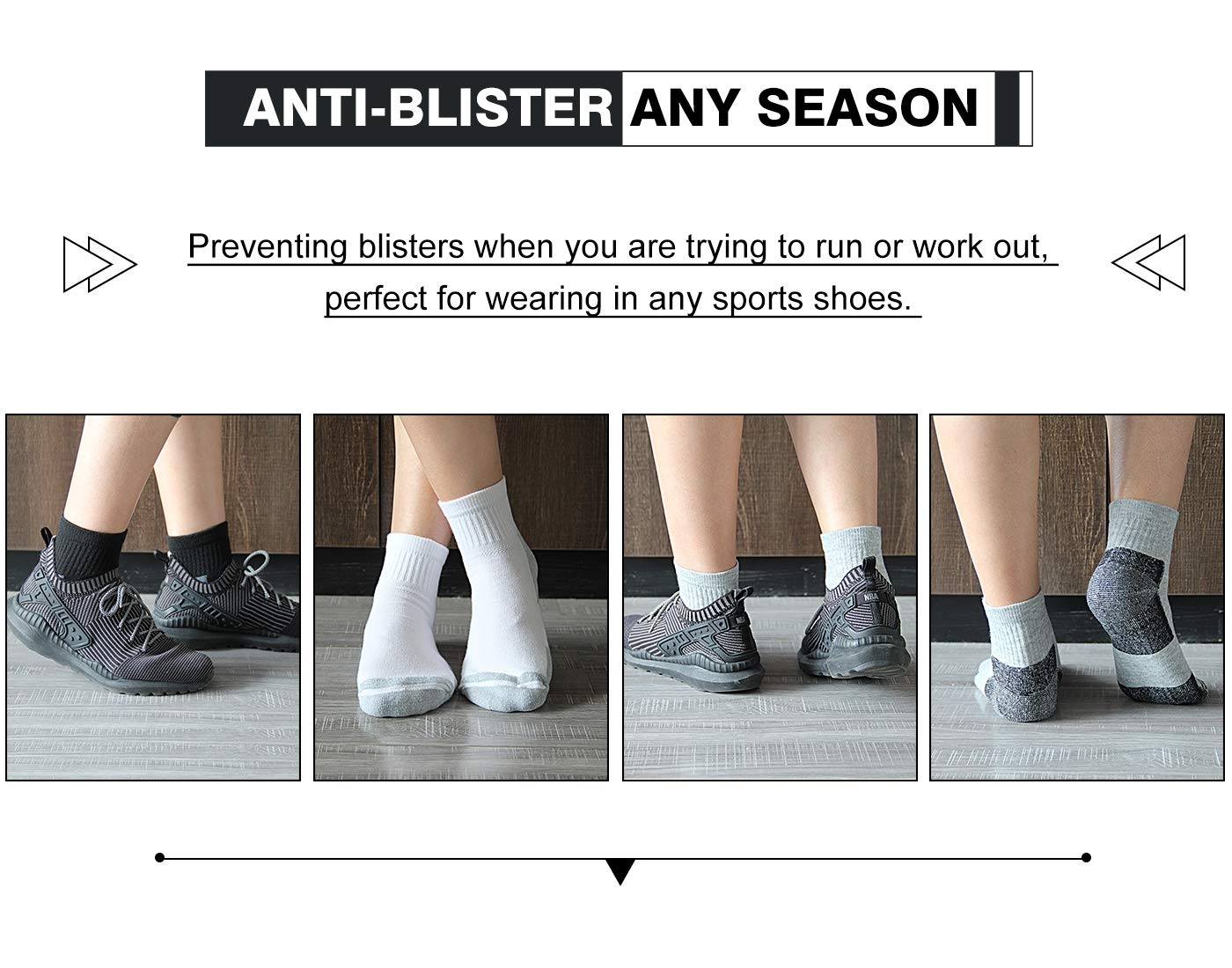 FLYRUN Men's Athletic Ankle Quarter Socks Men Comfort Cushion Moisture Wicking Work Sock 6 Pack