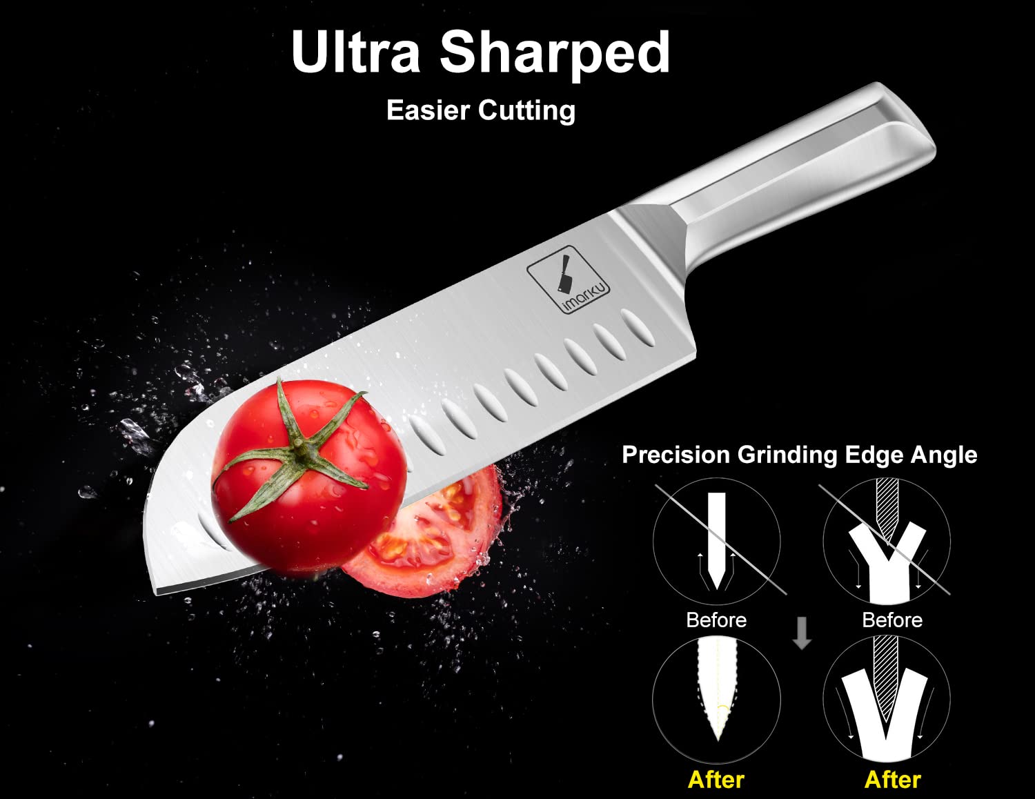 imarku Knife Set, 15PCS Kitchen Knife Set with Diamond Shaped Handle, Dishwasher Safe Knife Block Set, Premium German High Carbon Stainless Steel Chef Knife Set, Valentines Day Gifts for Him Her
