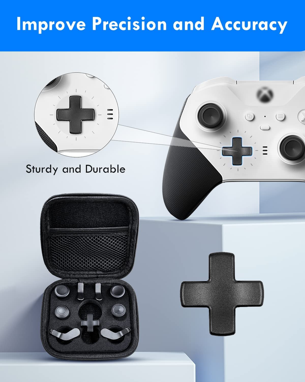 Metal Replacement Thumbsticks for Xbox Elite Wireless Controller Series 2 Core, AOJAKI Metal Paddles Accessories Includes 4 Magnetic Joysticks,4 Paddles
