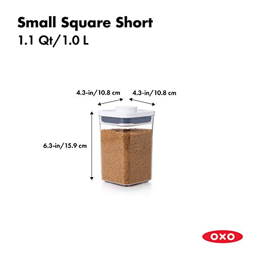 OXO Good Grips POP Container Accessories 3-Piece Scoop Set & Good Grips POP Container - Airtight Food Storage - 1.1 Qt for Brown Sugar and More,Transparent