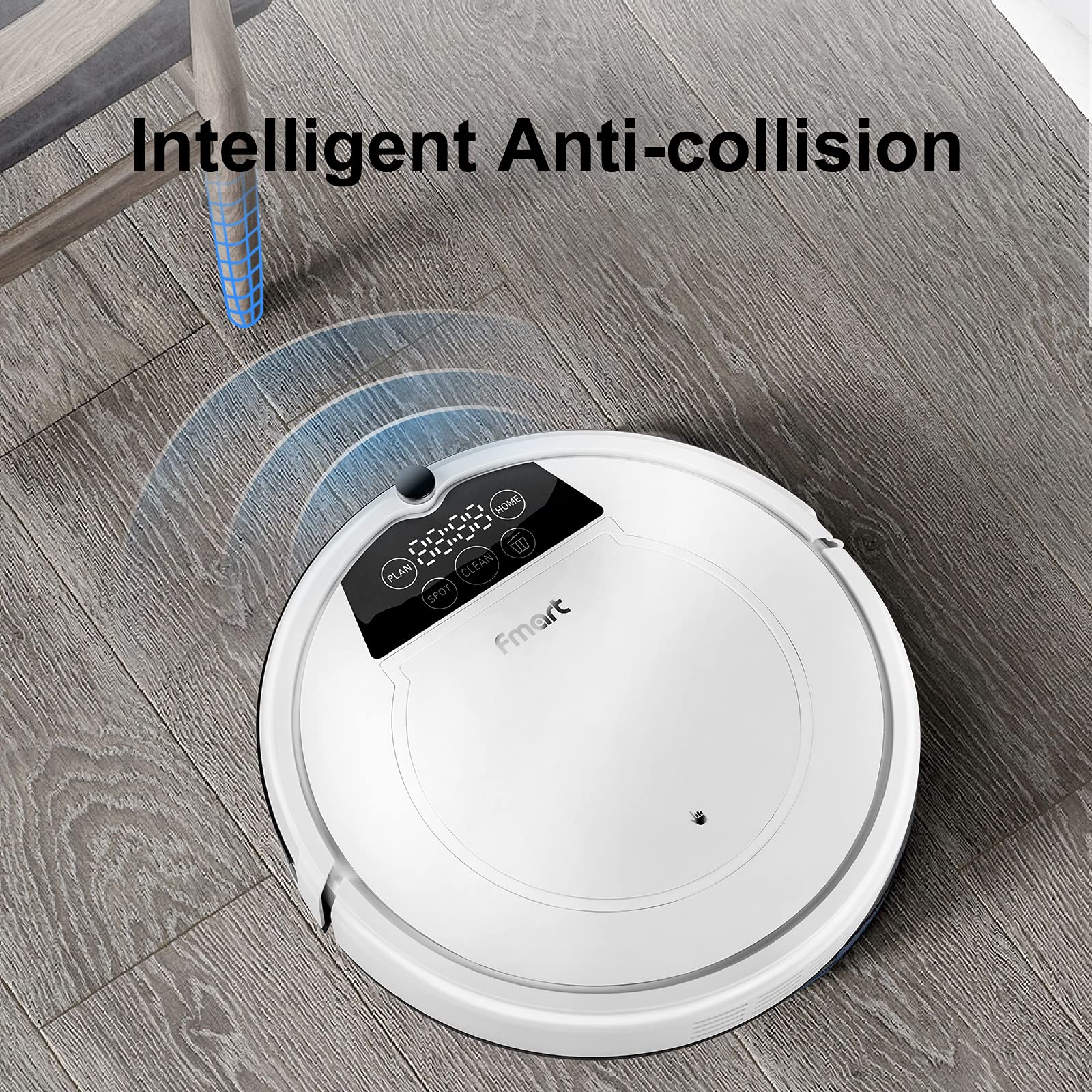 FMART Robotic Vacuums with Mop for Pet Hair, Smart Self-Charging Vacuum Cleaner Robot, for Carpet Hard Floor 2-in-1 2000Pa Mapping Robot Vacuum Cleaner ER550WS